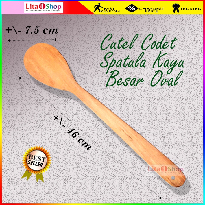 Jual Pamosroom Spatula Kayu Oval Anti Lengket Sutil Kayu Wajan Teflon ...