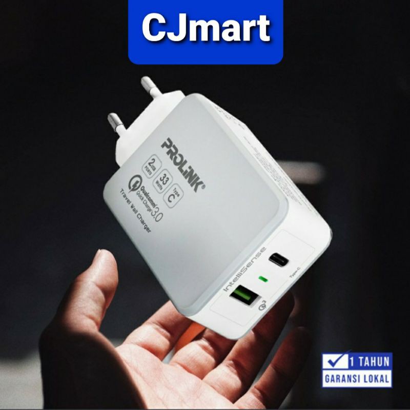 Jual PROLiNK QC Qualcomm Quick Charger Travel 2-Port USB Type C 33W ...
