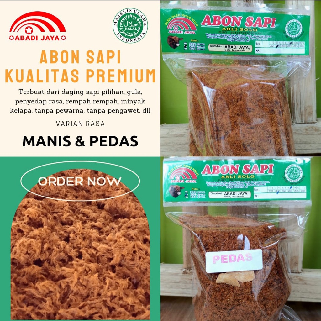 Jual Abon Sapi 100% Daging Asli | 250 gram | Abon Sapi Solo Manis dan ...