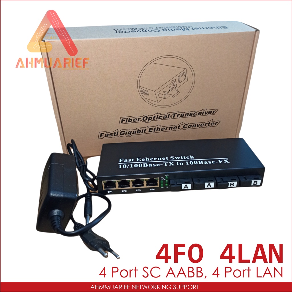 Jual MEDIA CONVERTER SWITCH FIBER OPTIK 4 PORT FIBER AABB 4 PORT LAN RJ45 4SC 4PE 4FO 4 FO 4SC ...