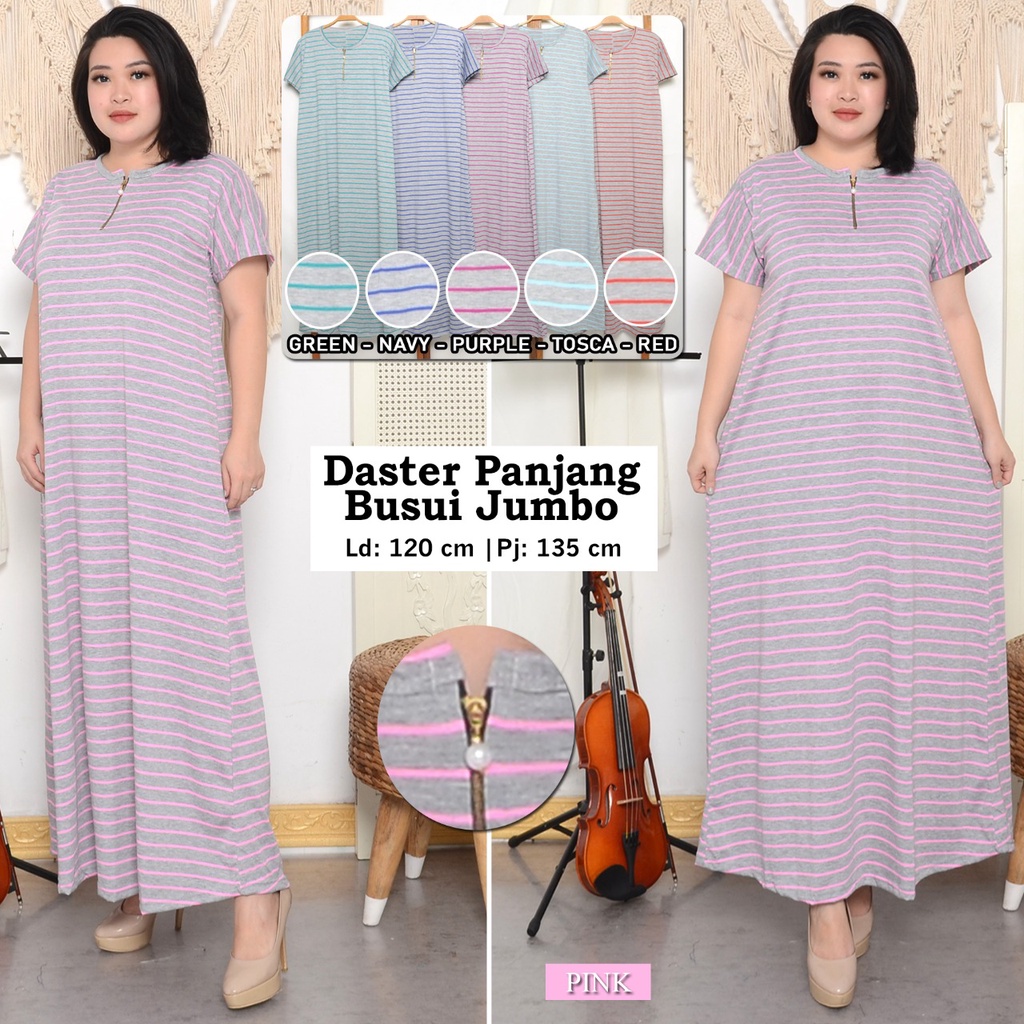 Jual Westylis Daster Panjang Jumbo Busui Salur ( Real Pick ) Dress Panjang Salur Casual Fit XXL ...