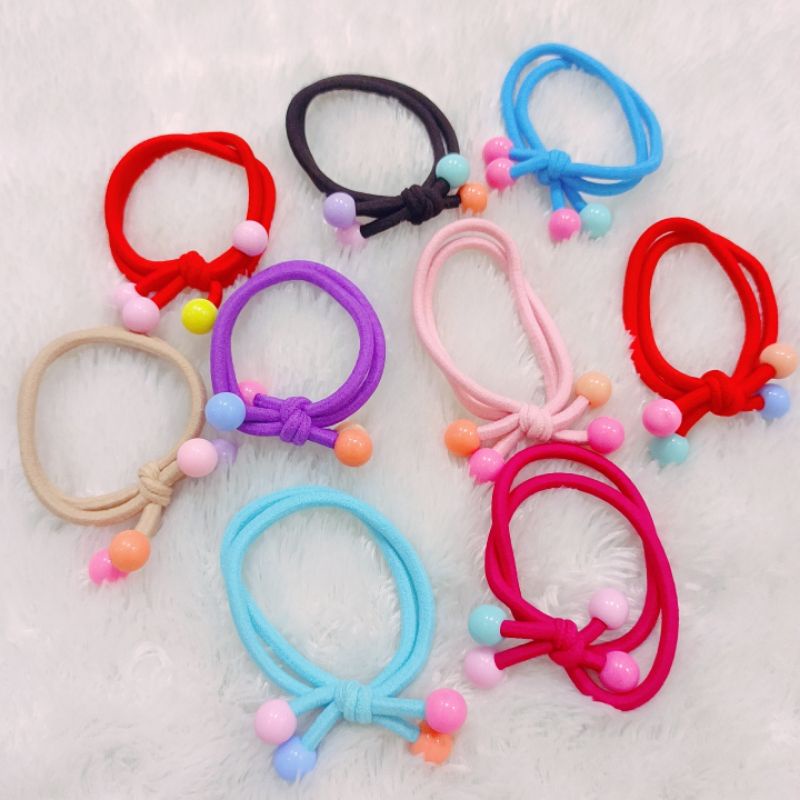 Jual karet rambut wanita ikatan rambut gaya korea model pentol warna ...