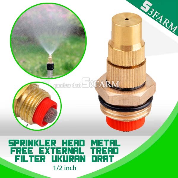 Jual SPRINKLER KUNINGAN 1/2" ADJUSTABLE MIST SPRAY NOZZLE ALAT SIRAM ...