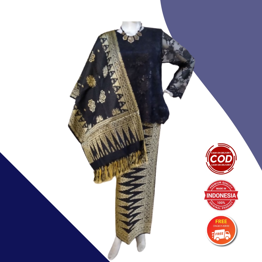 Jual Kain Songket Palembang ATBM Set Motif Cantik Manis Hitam Gold ...