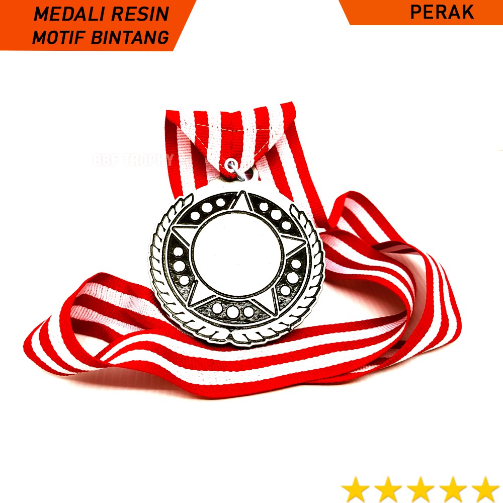 Jual Medali motif bintang Emas/ Perak/ Perunggu Bahan Resin Plus Tali ...