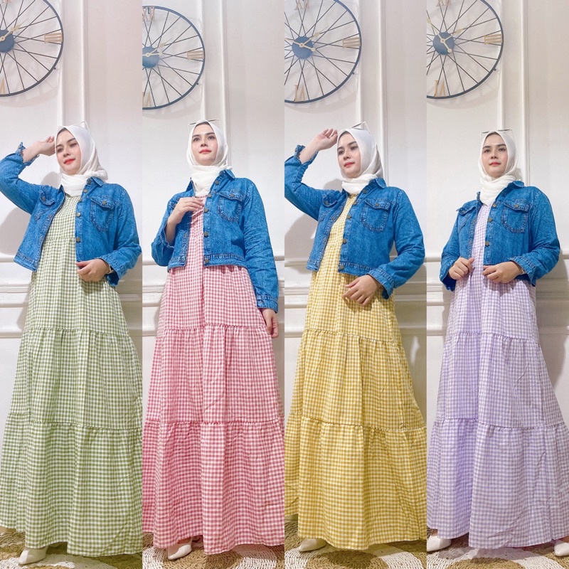 Jual Set Gamis Denim /Gamis jeans/Dress&outer/jaketjeans/rompidenim ...