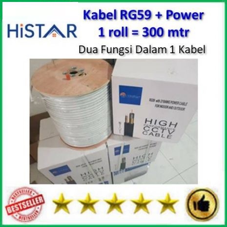 Jual HISTAR Kabel CCTV RG59 Plus Power roll 300mtr | Shopee Indonesia