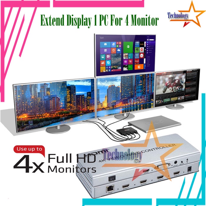 Jual Multiple Monitor 1 PC For 4 TV Extend Display Built In Video Wall ...