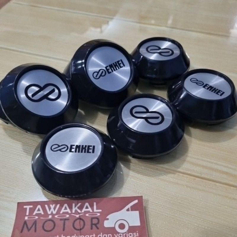Jual dop velg variasi 6.8cm kerucut hitam plat Enkei dan logo enkei ...