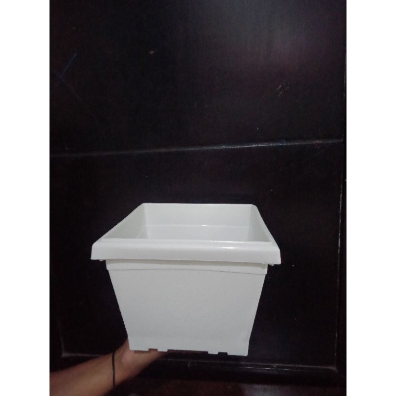 Jual POT KOTAK SEGI HIAS 25 / SEGI PANDA 25 PUTIH | VAS BUNGA PLASTIK ...