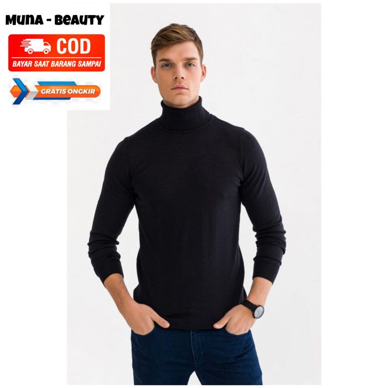 Jual Premium Kaos Distro Turtleneck Pria Lengan Panjang Turtle Neck ...