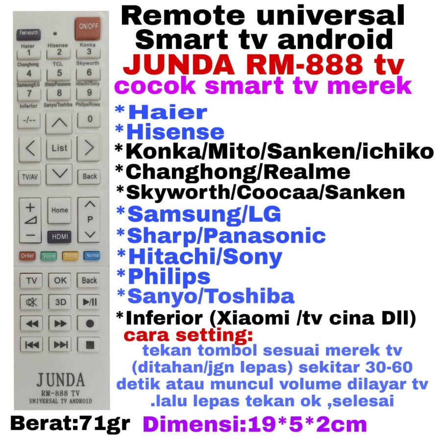 Jual REMOTE TV UNIVERSAL LCD LED SMART TV ANDROID SEMUA MERK TV DAN TV ...