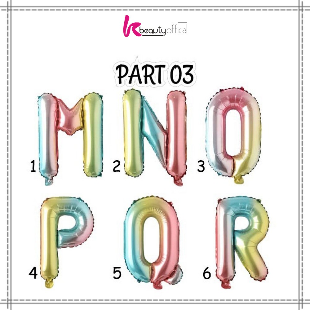 Jual KB-C390 Ballon Foil Abjad Alphabet Polos Gradient A-Z Balon Foil ...