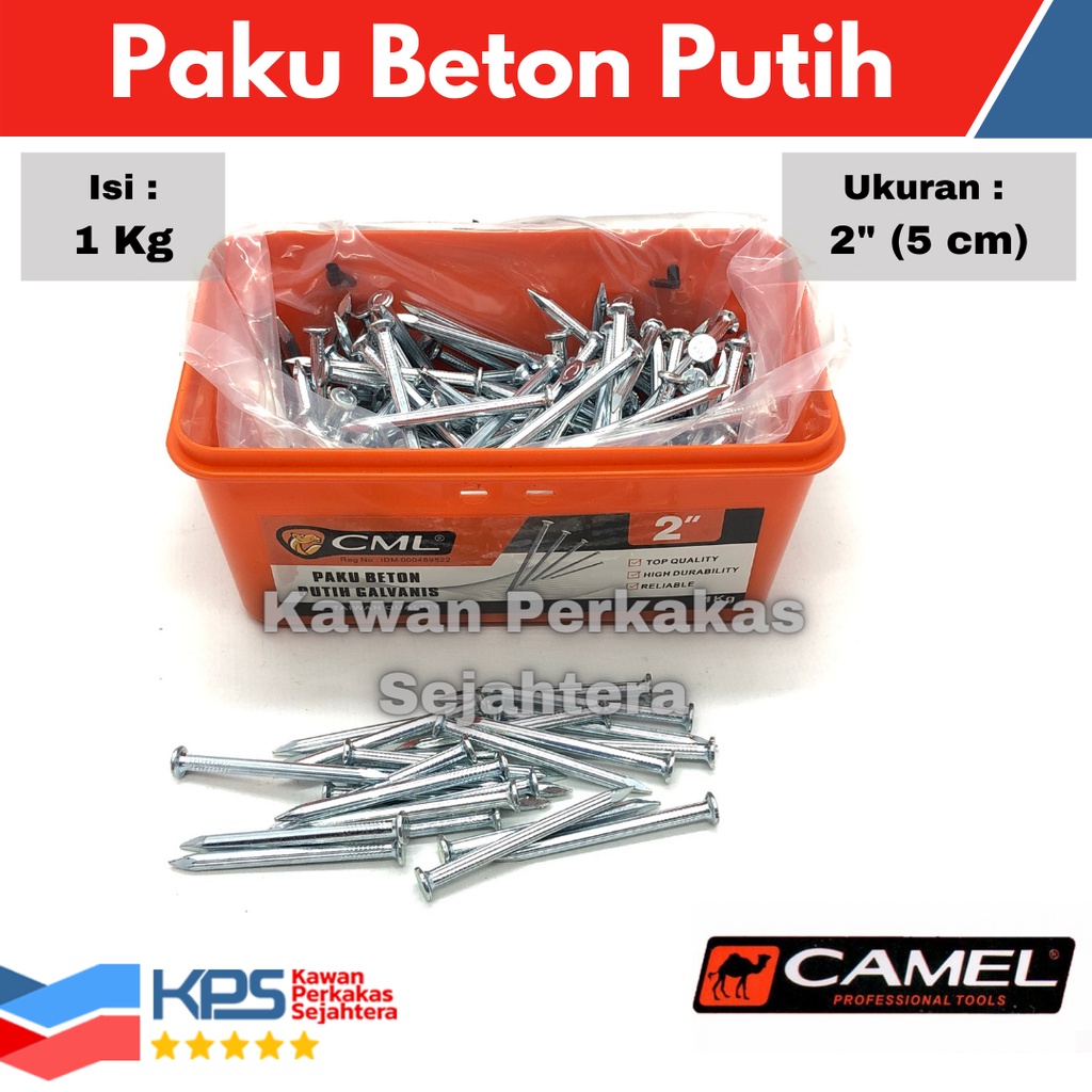 Jual CAMEL Paku Beton Putih Galvanis 1" - 1 1/4" - 1 1/2" - 2" - 3" - 4" - 5" Inch | Paku Beton ...