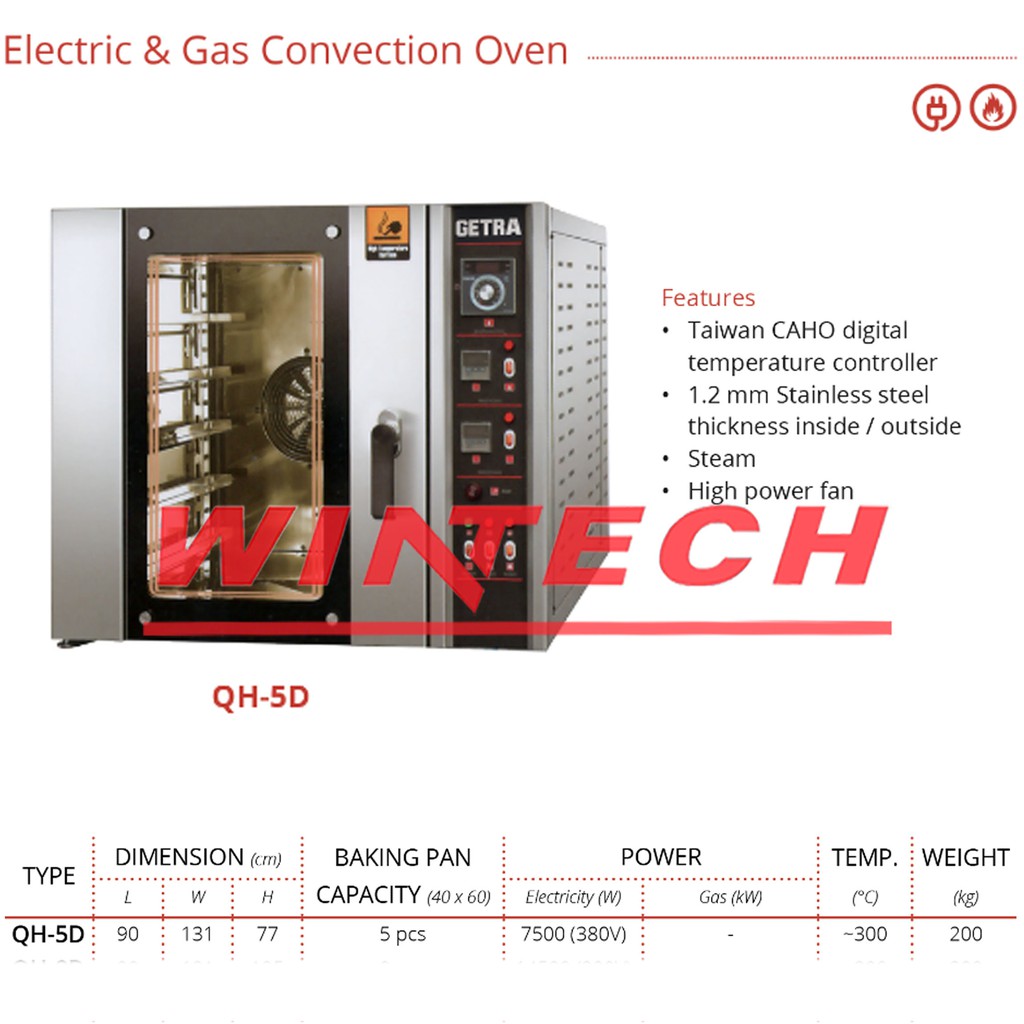 Jual GETRA QH-5D ELECTRIC CONVECTION OVEN 5 LOYANG - Oven Roti Otomatis ...