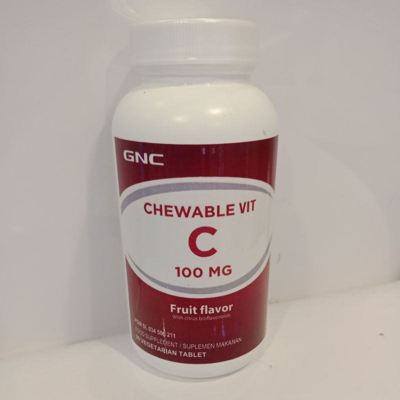 Jual GNC Chewable Vitamin C 100mg Fruit Flavor 90 Tablet | Shopee Indonesia