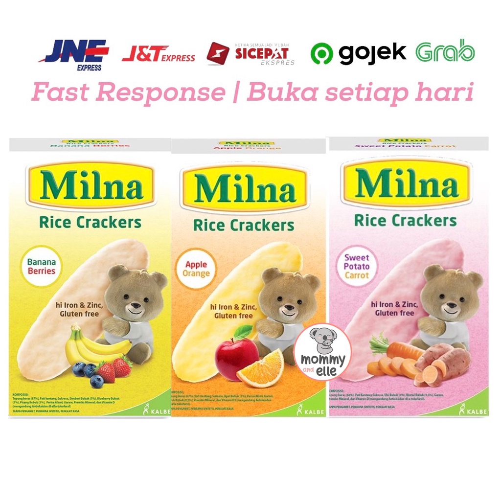 Jual Milna Rice Crackers Sweet Potato/Apple Orange/Banana Berries ...