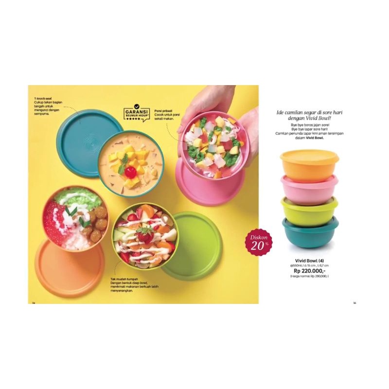 Jual vivid bowl 550 ml mangkok tebal Tupperware(4pc) | Shopee Indonesia