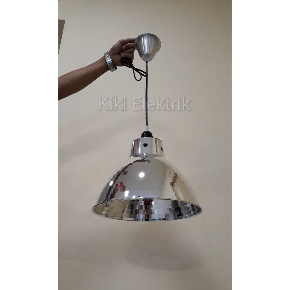 Jual Kap Lampu Gantung Industri Kilap Diameter 30 cm + Fitting E27 KOMPLIT | Shopee Indonesia