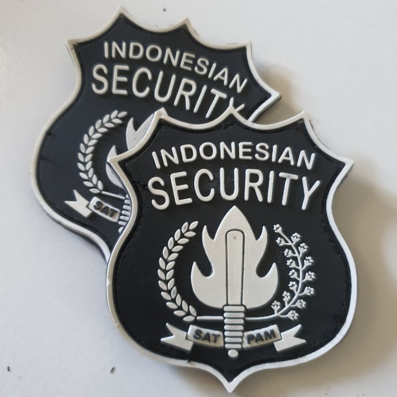 Jual PATCH RUBBER LOGO SATPAM SECURITY INDONESIAN HITAM/TEMPELAN EMBLEM ...