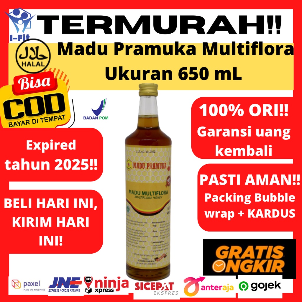 Jual Madu Pramuka Multiflora 650 mL Multi flora Alami Murni 100% ORI ...