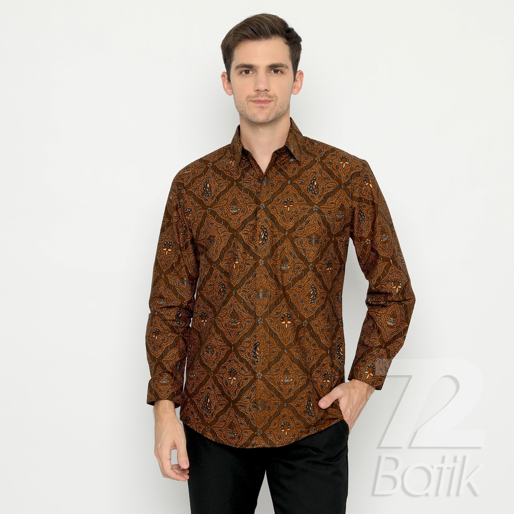 Jual KEMEJA BATIK PRIA Slimfit Lengan Panjang Premium Motif Sidomukti ...