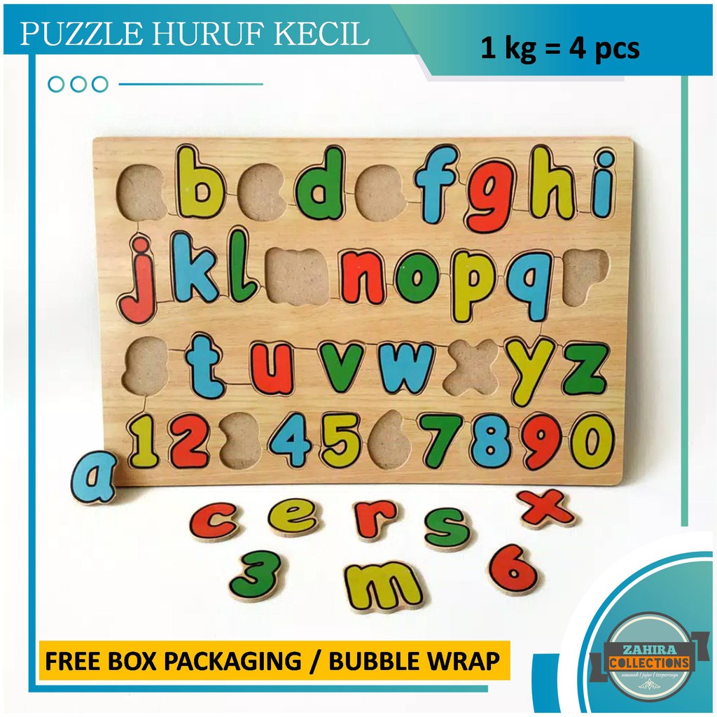 Jual Mainan edukasi anak Puzzle huruf alfabet & angka Kayu SNI Murah ...