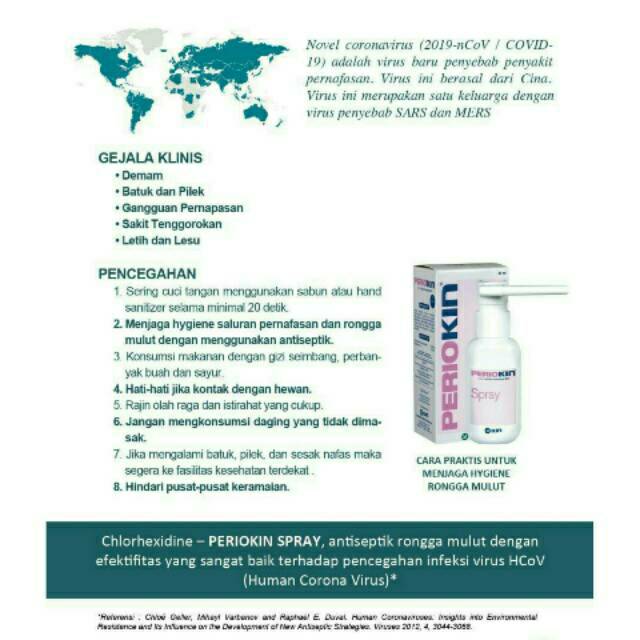 Jual Periokin spray antiseptic rongga mulut tenggorokan anti corona ...