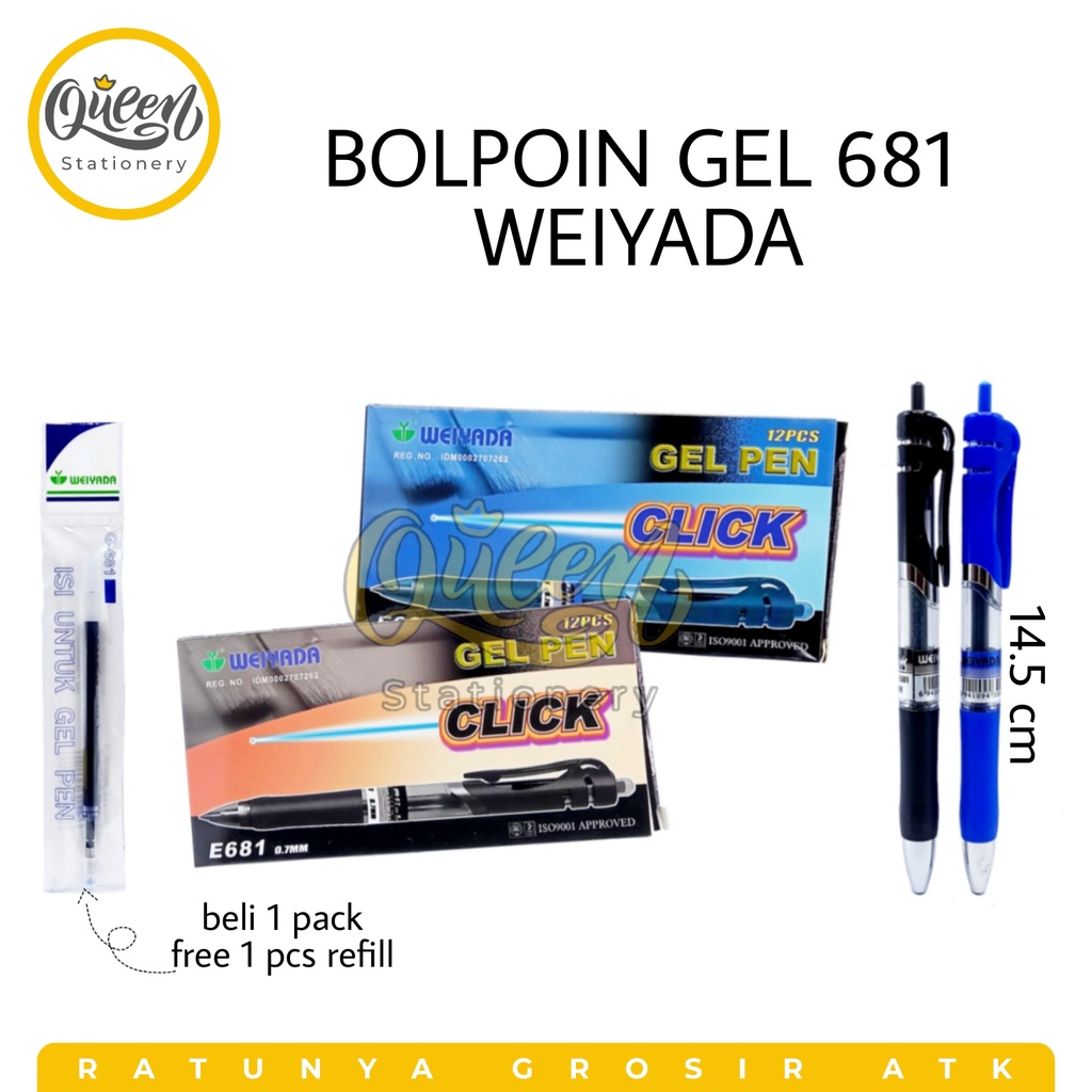 Jual 1 PCS BALLPOINT GEL 681 WEIYADA / PULPEN / BOLPEN 0.7 | Shopee Indonesia