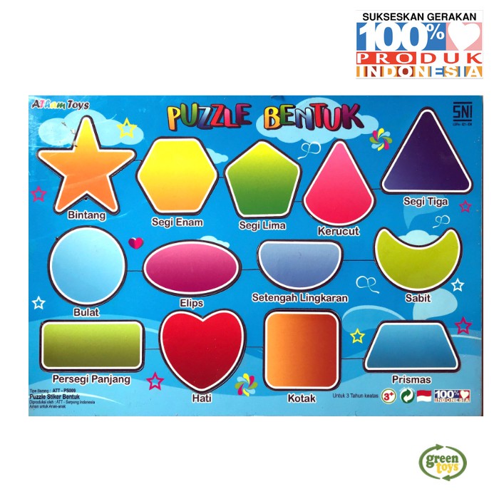 Jual Puzzle Kayu Mainan Edukasi Anak | PAUD TODLER TK | Mengenal Bentuk ...