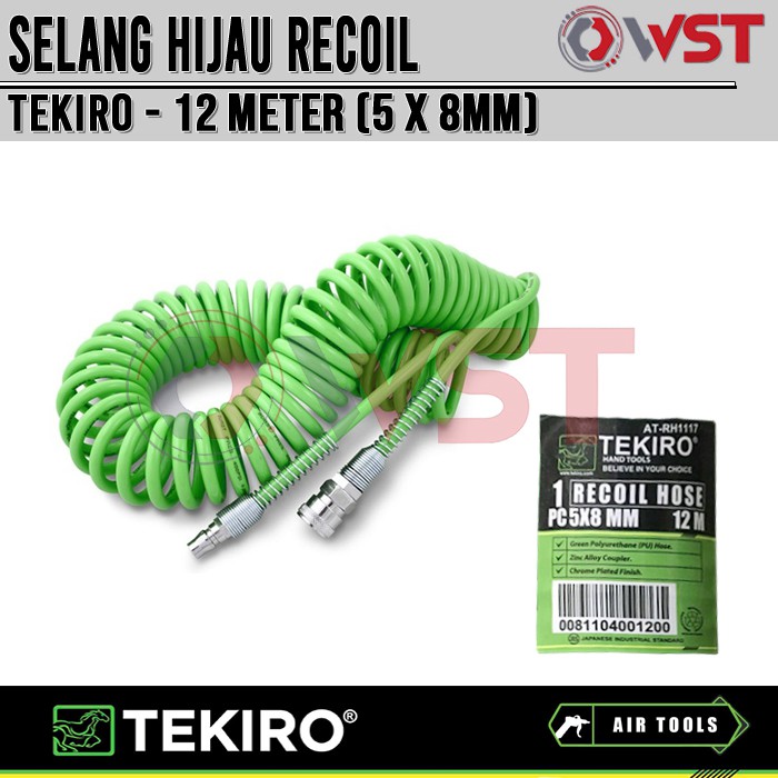 Jual Tekiro Selang Recoil 12M / Selang Angin / Selang Kompresor Hijau ...