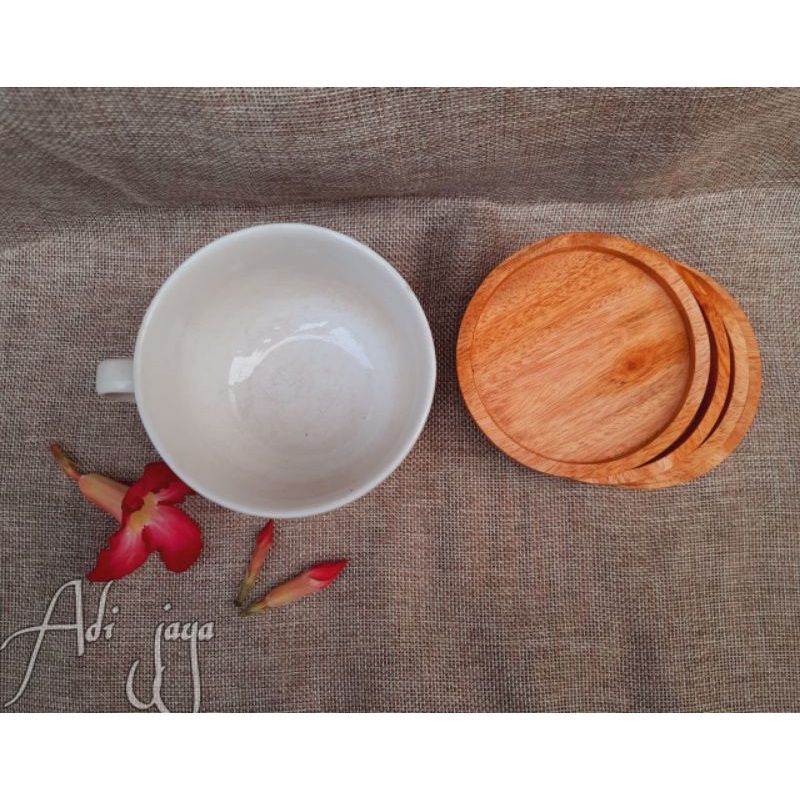 Jual Coaster kayu mahoni uk 9 cm,tatakan gelas,lepek gelas,lepek kayu ...