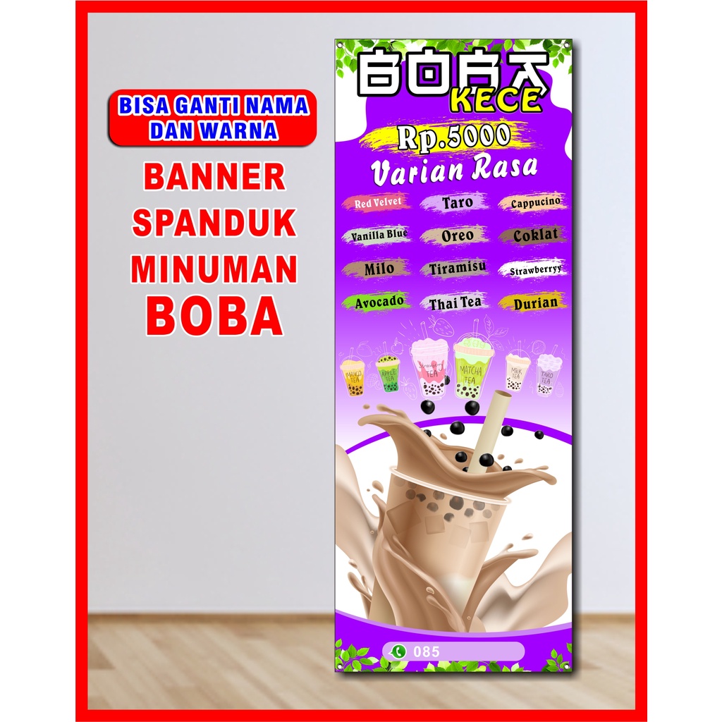 Jual Spanduk Minuman Boba, banner Minuman Boba ukuran 60 x 160 cm COD ...