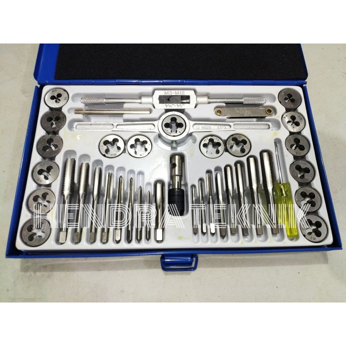 Jual HAND TAP SET KOTAK BESI SNEI SET BOX BESI TAP & DIE SET 40PCS ...