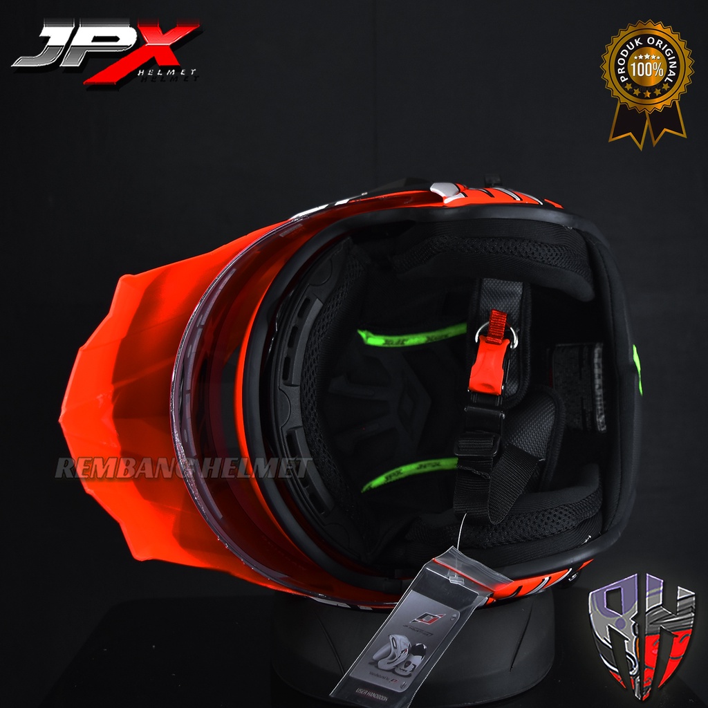 Jual HELM JPX SUPERMOTO MOTIF NMAX FLUO RED DOFF, HELM HALF FACE, HELM ...