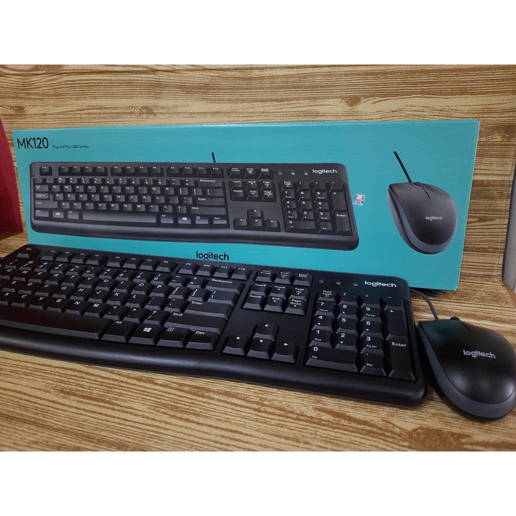 Jual Keyboard + Mouse LOGITECH USB (MK120) | Shopee Indonesia