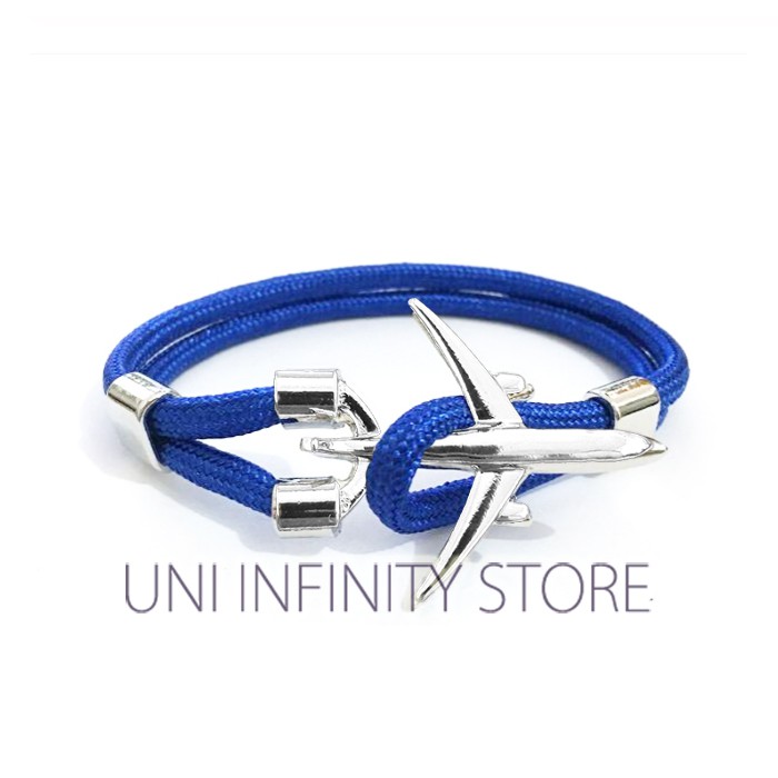 Jual JWBR0124 Gelang Tali Anyam TNI AU Pesawat Perak Simple Silver Jet ...