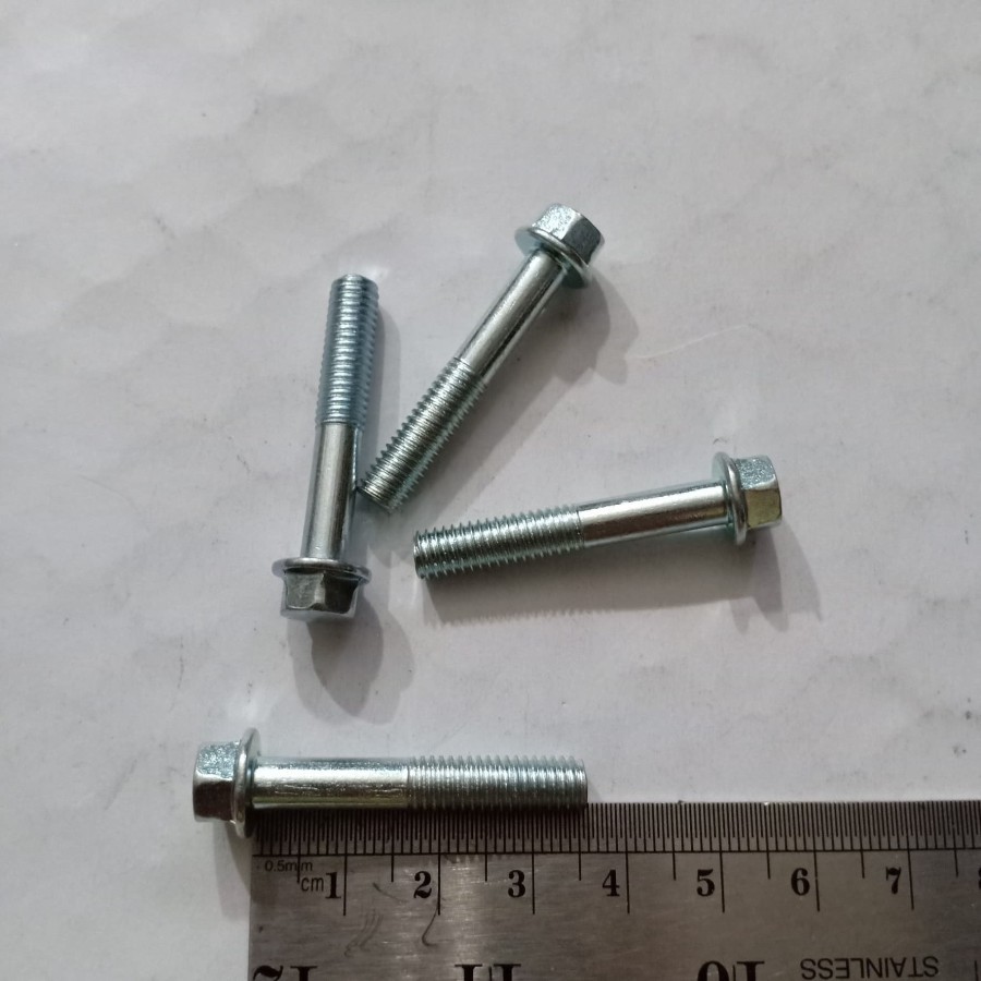 Jual BAUT TOPI / FLANGE BOLT PUTIH M6 X 35MM (KUNCI 8) | Shopee Indonesia