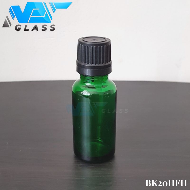 Jual botol kaca 20ml tebal hijau tutup filler hitam / botol kaca ...