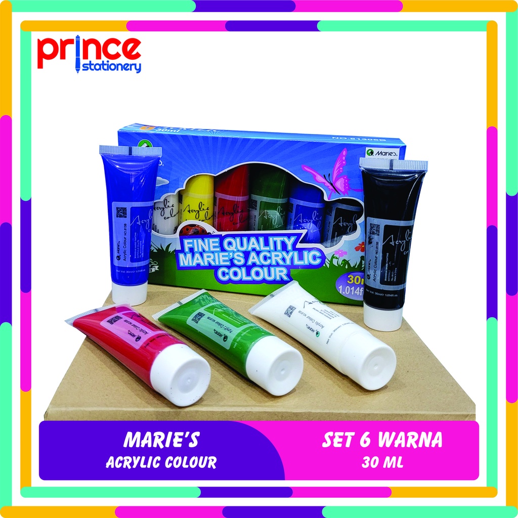 Jual MARIES ACRYLIC COLOUR / CAT AKRILIK SET 30 ML 6 WARNA | Shopee ...