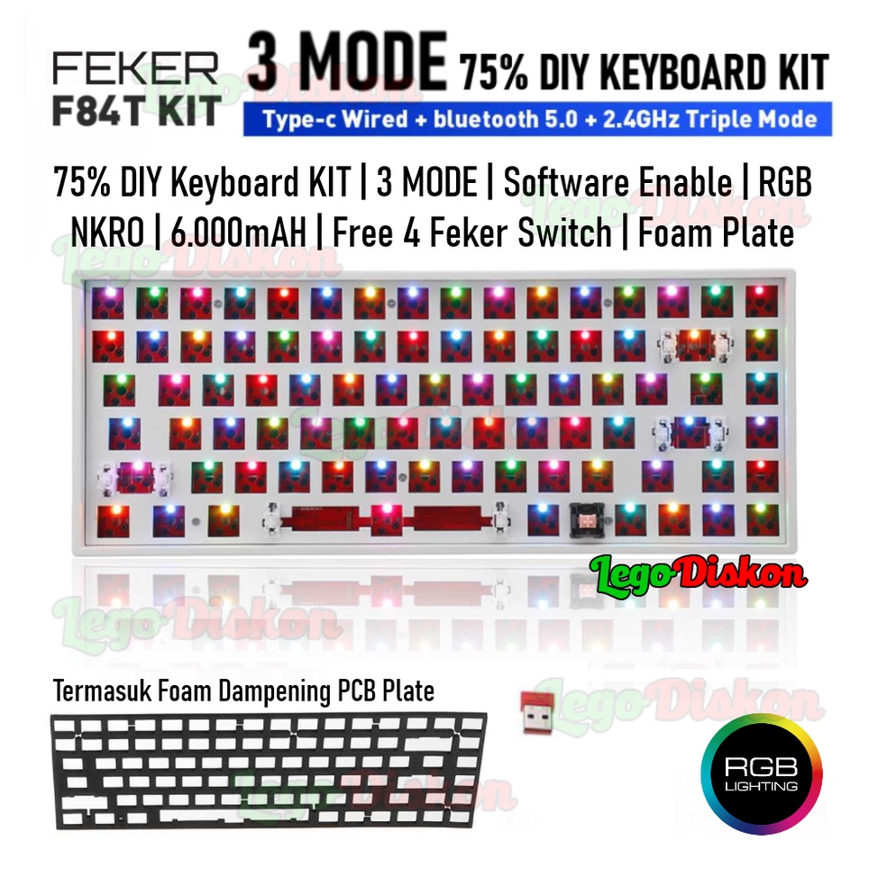 Jual MECHANICAL KEYBOARD KIT DIY - FEKER 84T 3 MODE RGB Hotswap 3 5 PIN ...