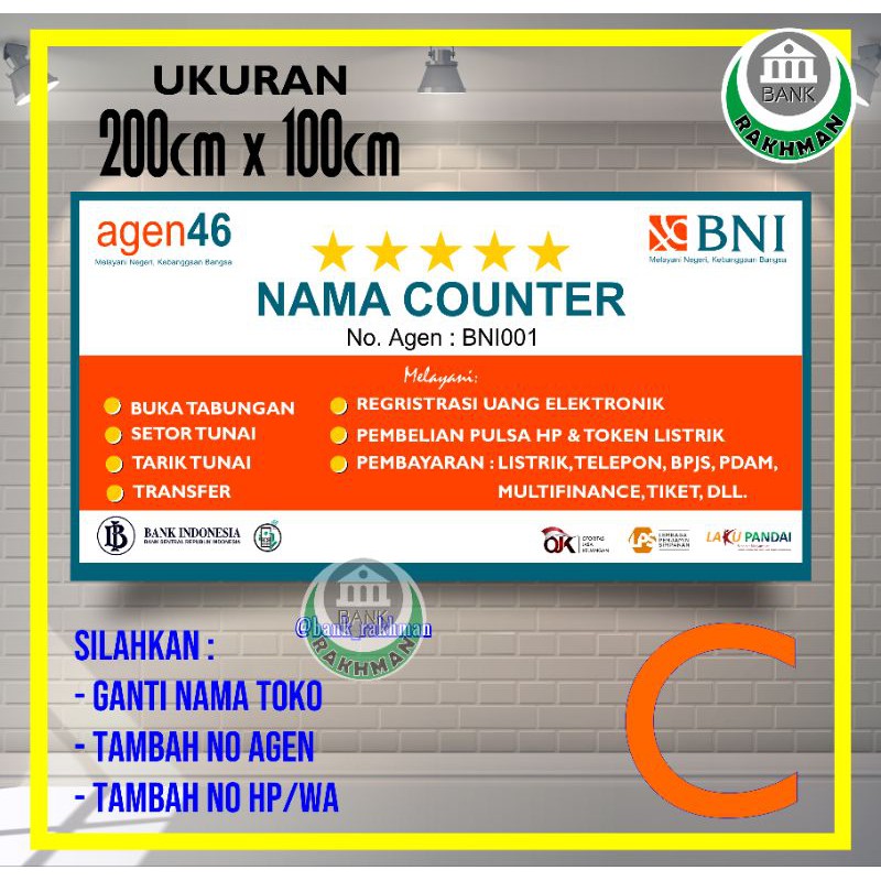 Jual SPANDUK BANNER | AGEN BNI 46 UKURAN 200CM X 80CM | Shopee Indonesia