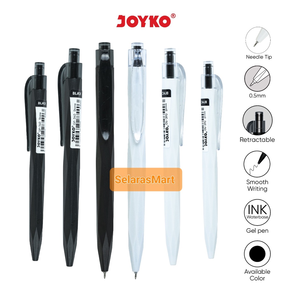 Jual JOYKO PULPEN / GEL PEN GP-340 COVER WARNA PUTIH DAN HITAM PER PCS ...