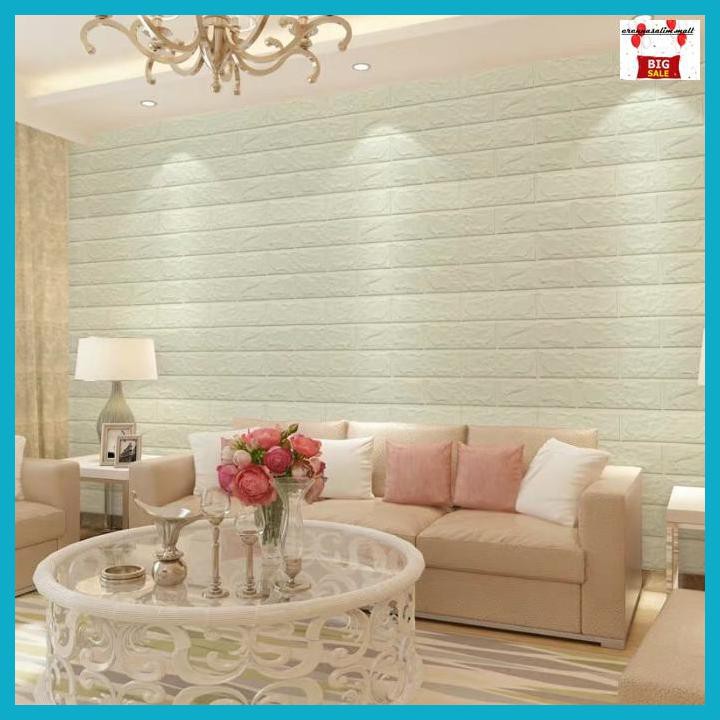 Jual DINDINGSTIKER- WALLPAPER 3D MODERN FOAM BATU BATA UKURAN 70 X 77 WALL STICKER PUTIH - PUTIH ...