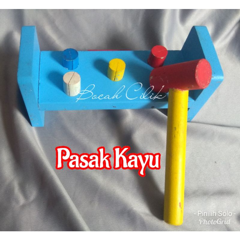 Jual alat peraga edukatif balok kayu kereta kotak pas menara donat ...