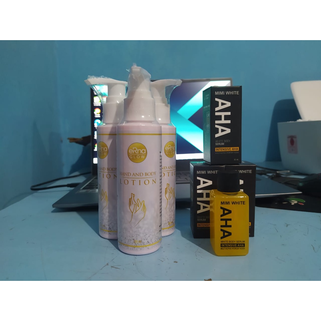 Jual PAKET 2in1 AHA MIMI WHITE + HAND BODY LOTION ERNA ORIGINAL BPOM ...