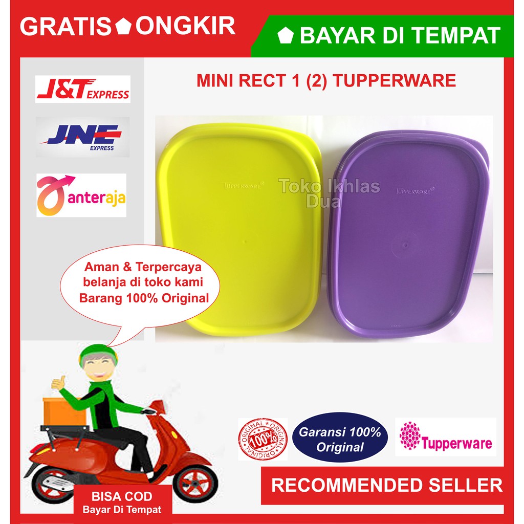 Jual Promo Tupperware mini rect low 1 set isi 2/tempat makan/toples ...