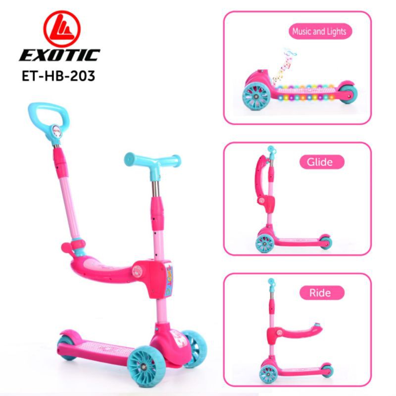 Jual SCOOTER EXOTIC HB203 OTOPED ANAK 3in1 BISA JADI PUSH BIKE DORONGAN ...