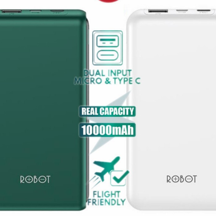 Jual mAh Dual input Power Bank 10000 TypeC & Micro USB Robot RT180 ...