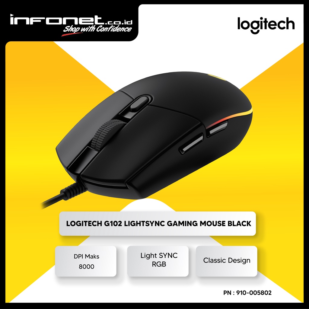 Jual LOGITECH G102 LIGHTSYNC GAMING MOUSE | Shopee Indonesia